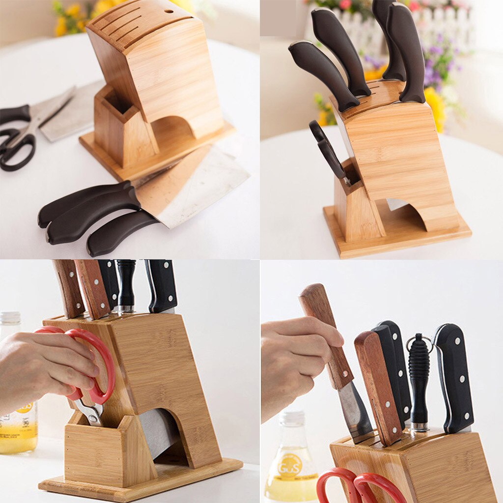 Six Slot Wood Holder Block Scissor Slot Storage Ra... – Grandado