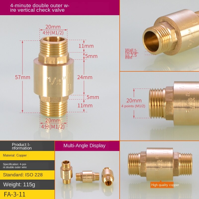 Copper 1/2IN Discrete Check Valve Spring Check Val... – Grandado