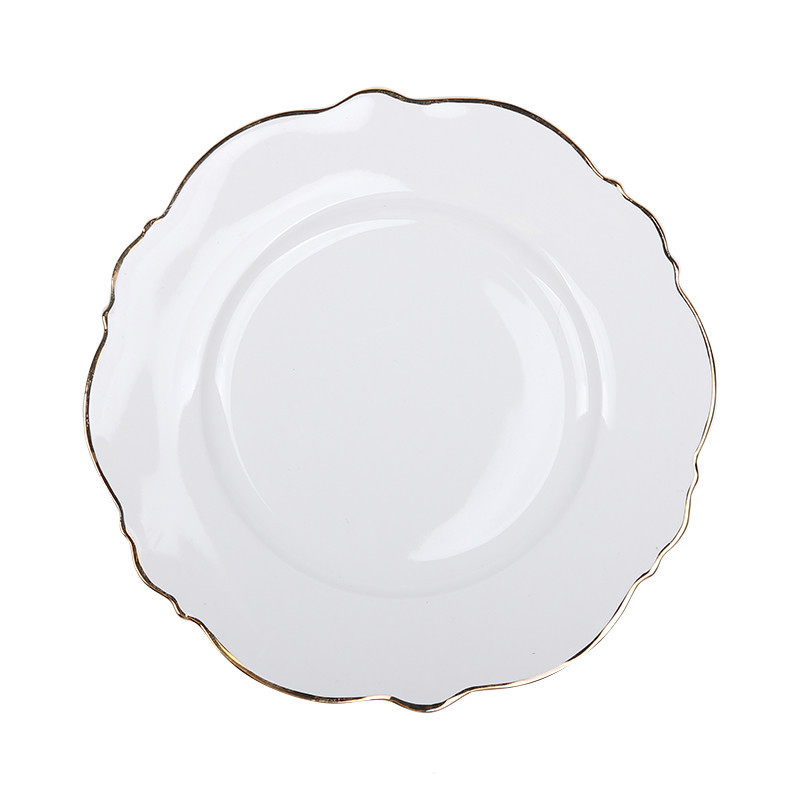 Retro Gold Rim Dessert Plates Ceramic Flower Shape... – Vicedeal