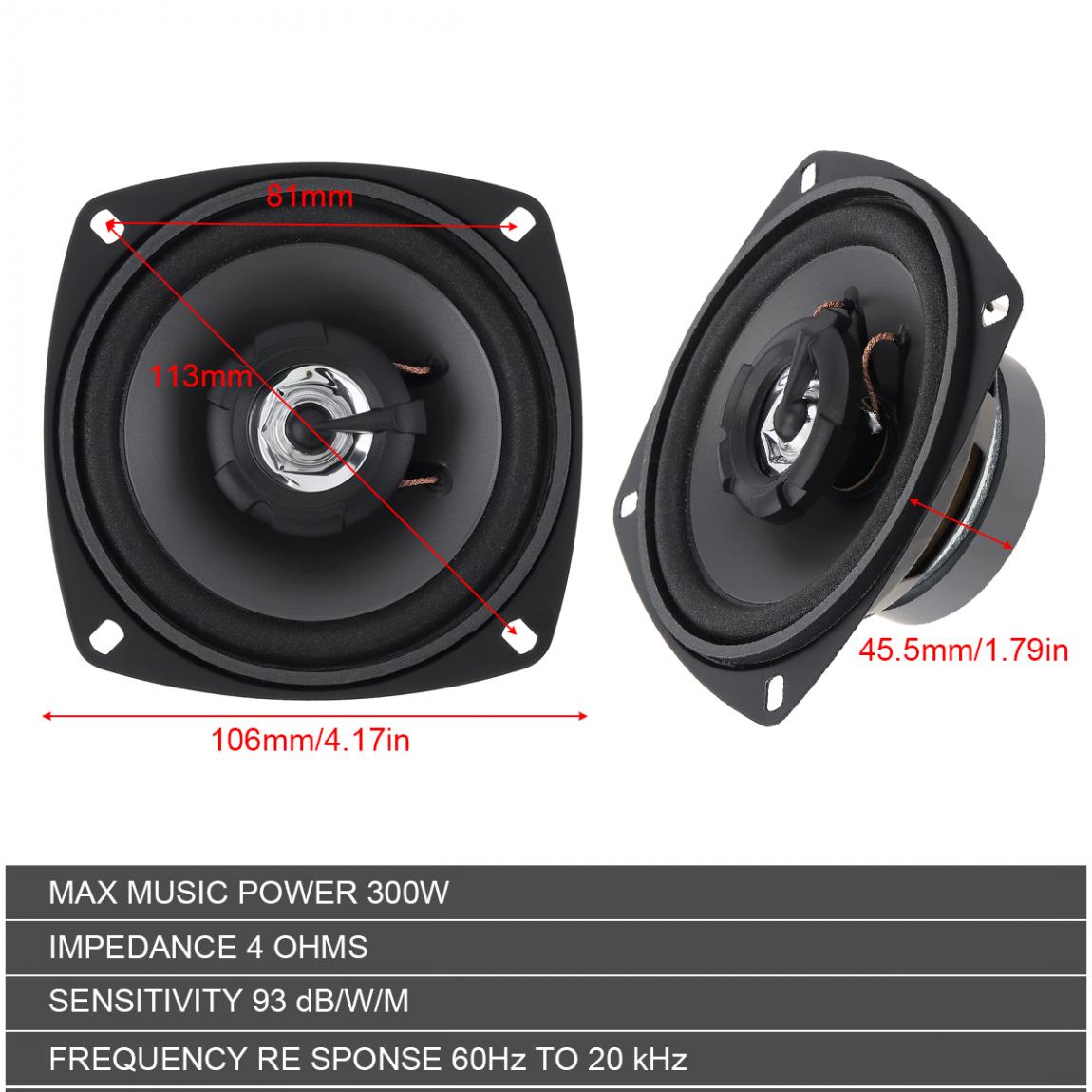 1 Piece 4 Inch 300W 2-Way Car HiFi Coaxial Speaker... – Grandado