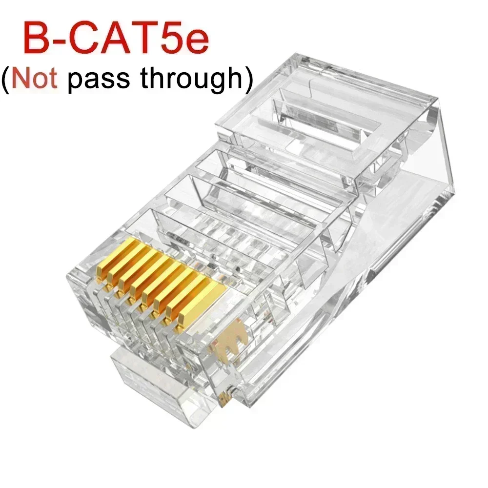 RJ45 Cat5e Cat6 Connectors Gold Plated 8P8C Pass T... – Vicedeal