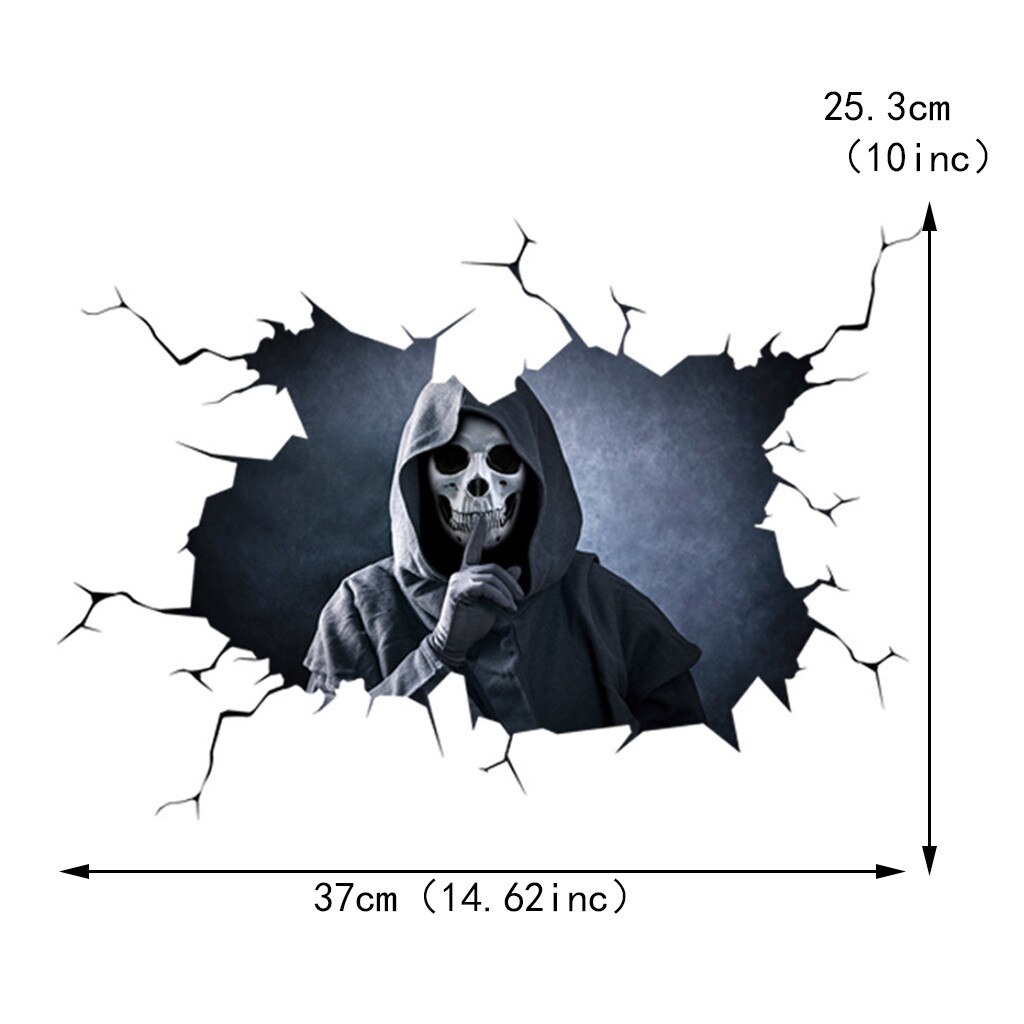 Happy Halloween Silent Skull Sticker Window Home D... – Grandado