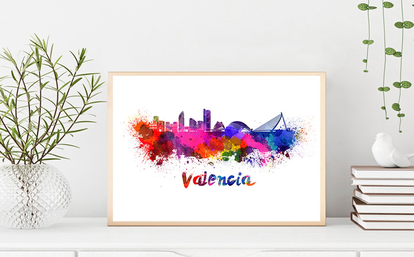 Valencia Skyline Poster - Lámina Artistica Decorac... – Grandado