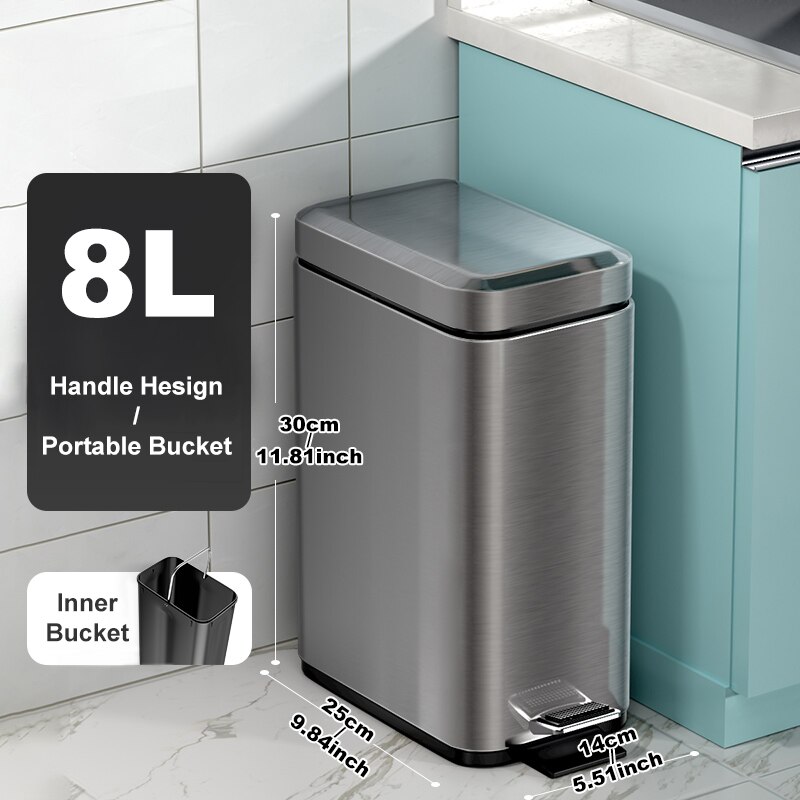 Stainless Steel Kitchen Trash Can Kitchen Garbage ... – Vicedeal