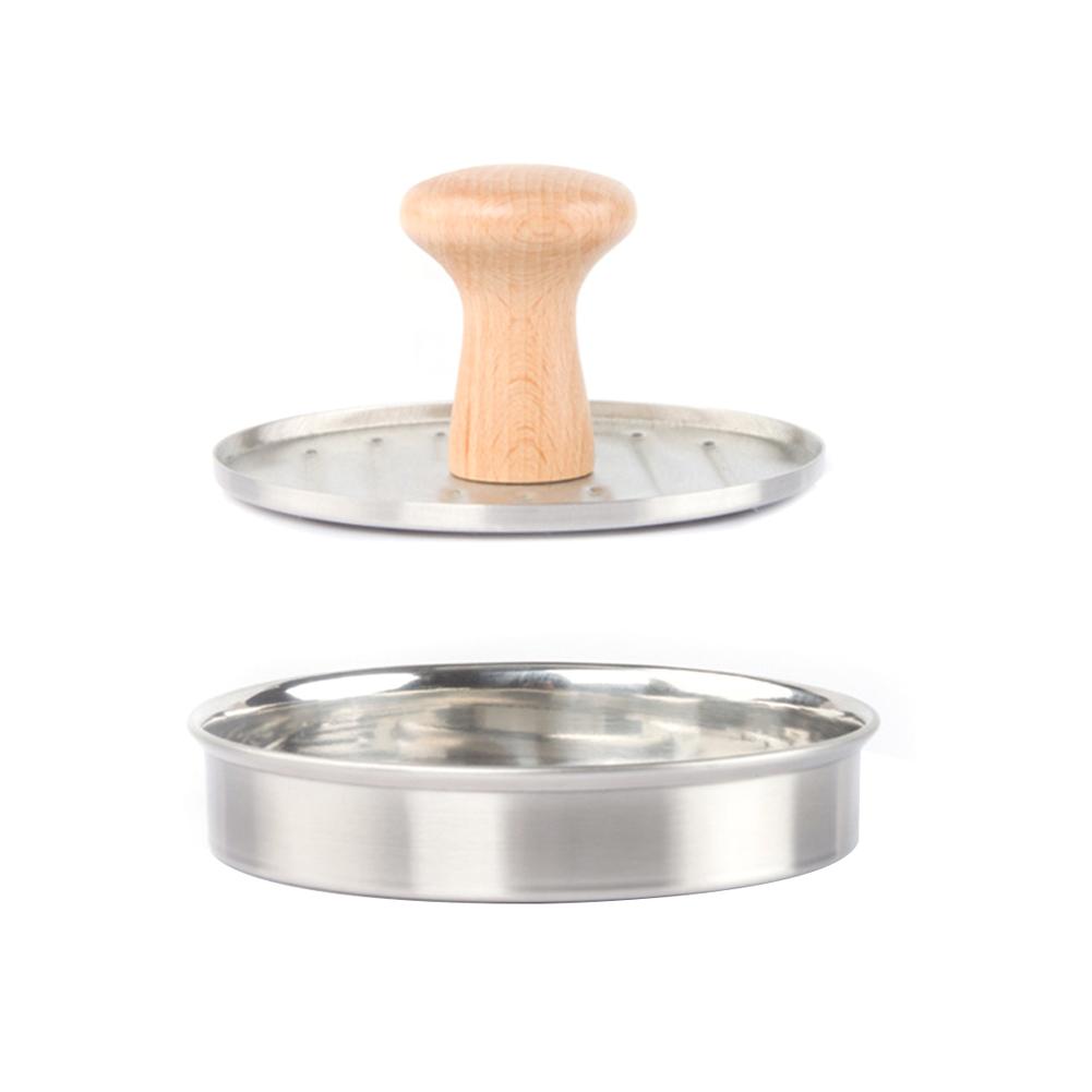 304 Stainless Steel Hamburger Meat Press with Wood... – Grandado