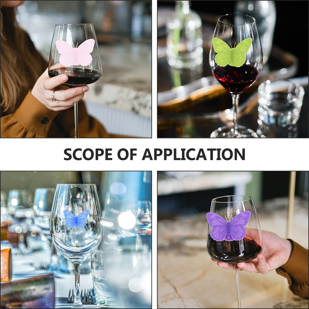 12Pcs Cup Sign Stickers Silicone Butterfly-shaped ... – Grandado