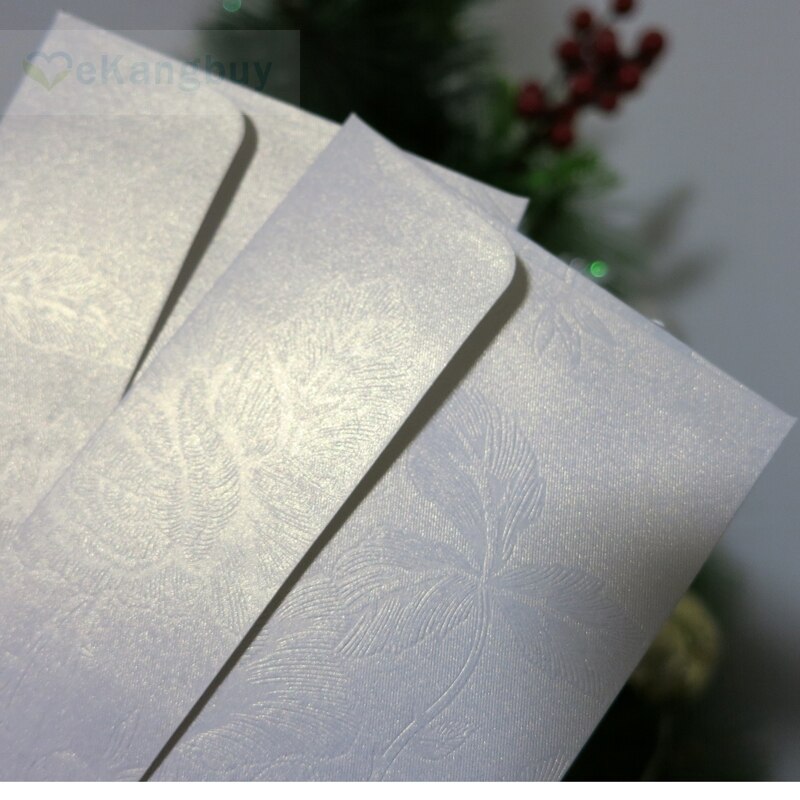 White Floral Embossed Envelope Invitation Envelope... – Vicedeal