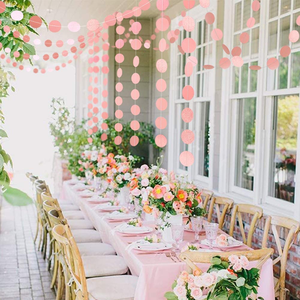 Glossy Light Pink Circle Paper Garlands Peach Polk... – Grandado