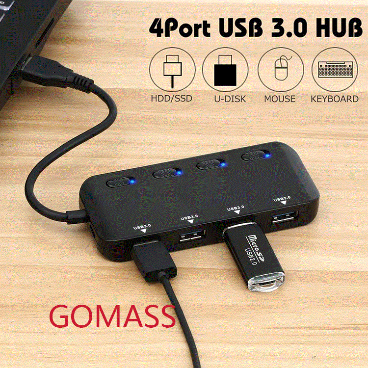 Hub USB 3,0 ultradelgado de alta velocidad, 4 puer... – Grandado