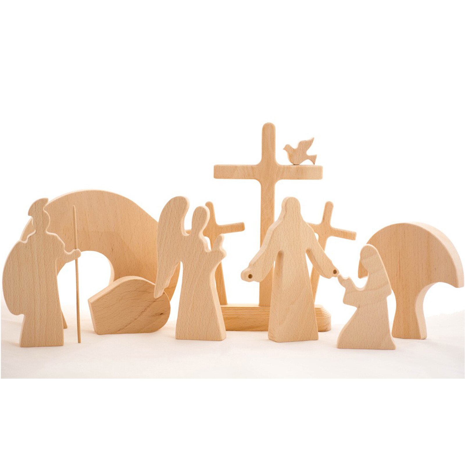 Easter Scene Wooden Nativity Set Wooden Manger Cre... – Vicedeal