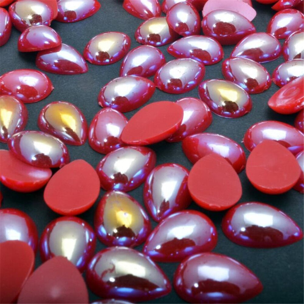 Red AB Color Tear Shape Flatback Half Pearl Beads ... – Grandado