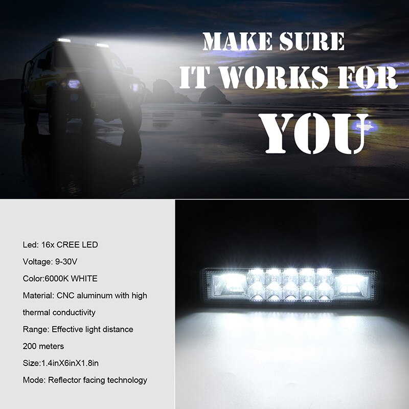 6 Inch Car LED Light Bar, 120W Spotlight, 6000K Da... – Grandado