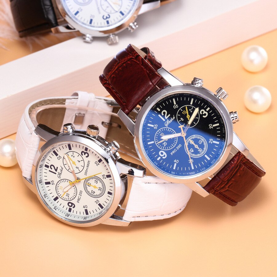 Business sport Men Watch Numerals Faux Leather Ana... – Grandado