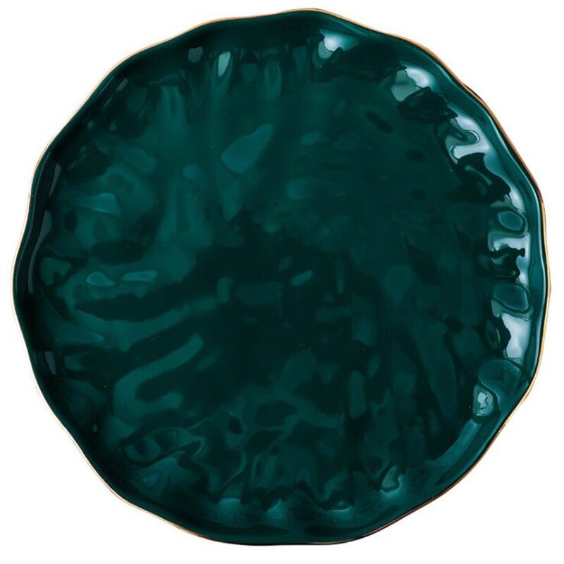 Gold Side Green Plate Tableware Bright Light Steak... – Grandado