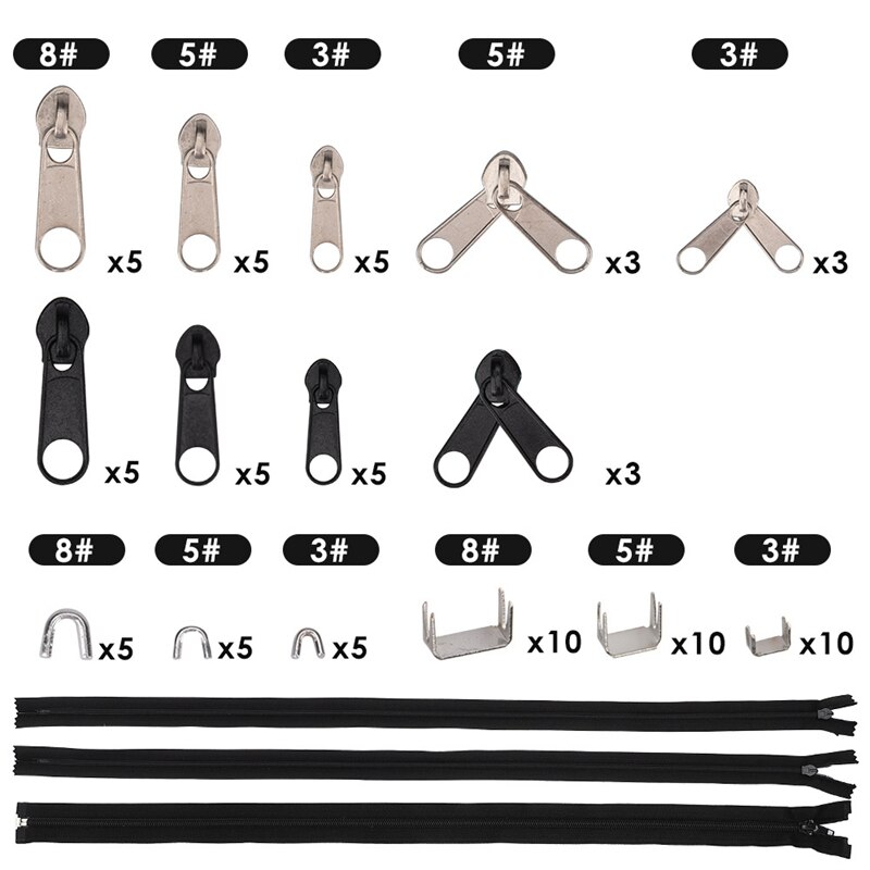 91Pcs/Set Zippers Slider Universal Instant Fix Zip... – Grandado