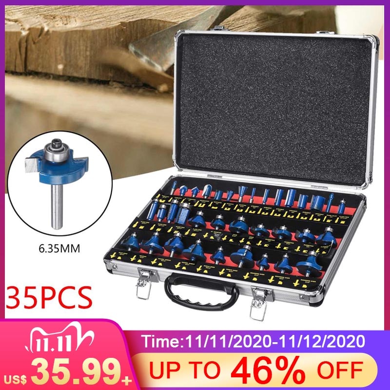 35 Pcs 1/4 Inch 6.35 Mm Hout Frees Schacht Router ... – Grandado