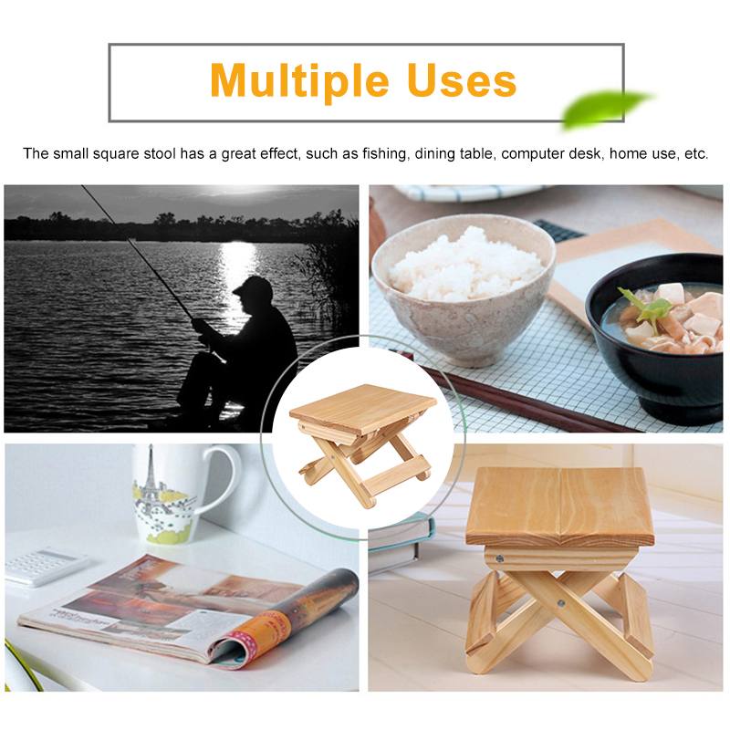 Pine Wood Square Folding Stool Shoe Bench Stool Ot... – Grandado