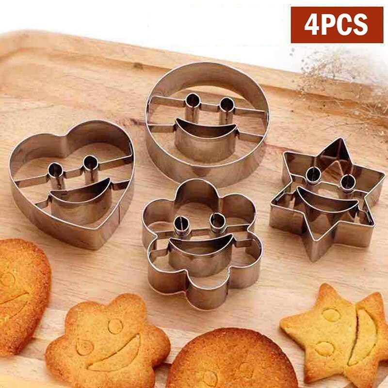 4 Pcs Smiley Cookie Keks Cutter Mold Rvs Fondant C... – Grandado