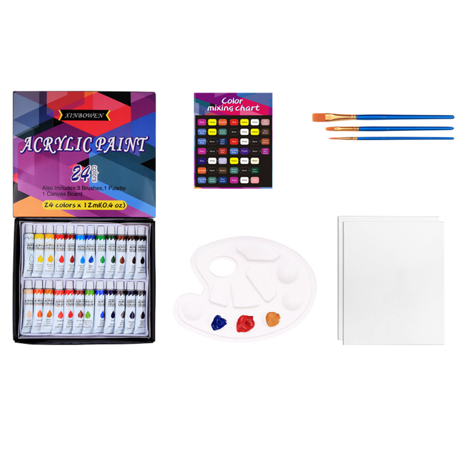 30Pcs Art Drawing Set 24 Vibrant Colors Acrylic Pa... – Grandado