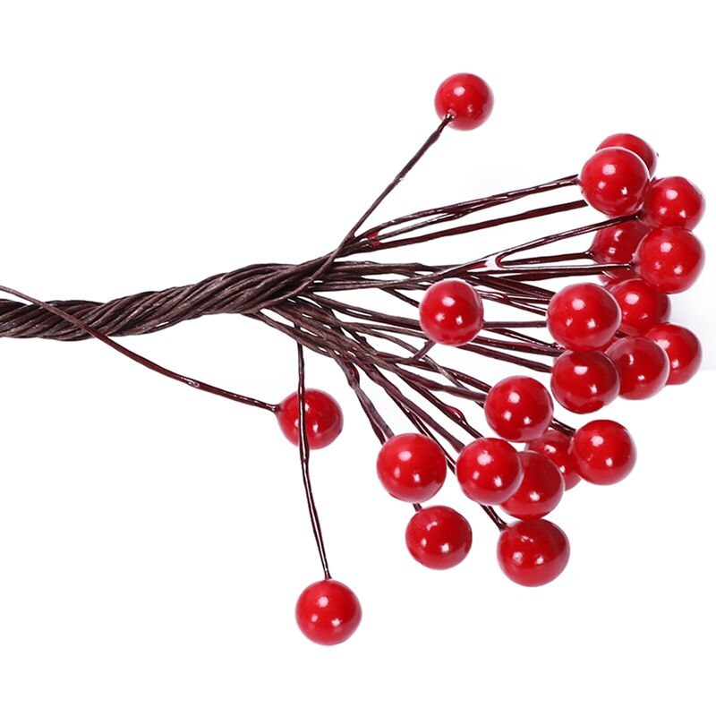 500 Berries Deco Rowan Berries Wire Dia. 0.8cm red... – Grandado