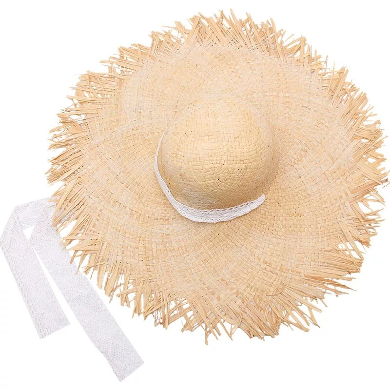 Kvinders vævning raffia feminino chapeau sommerbån... – Vicedeal