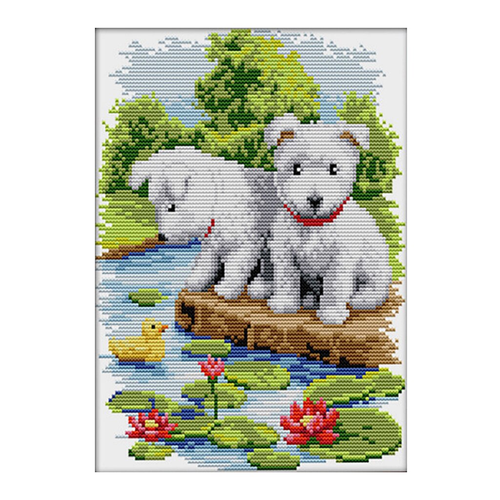 Stamped Cross Stitch Kits Puppy Dogs Chart Needlew... – Vicedeal