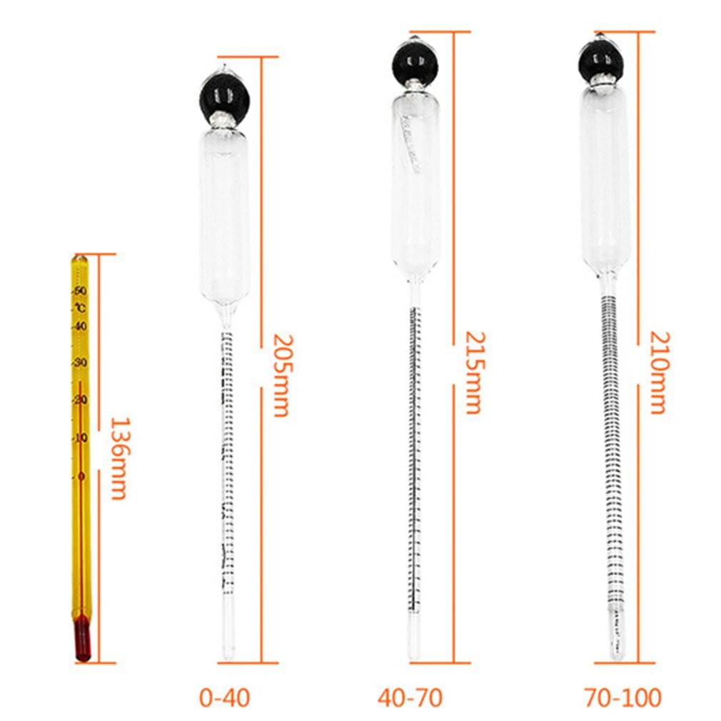 Measure 0-100% Alcohol Content 3 Pieces Hydrometer... – Vicedeal