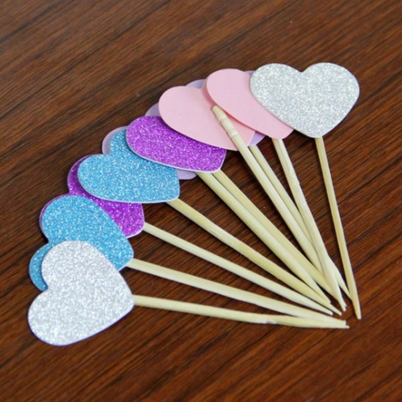 10 unids/lote corazón amor cumpleaños Cupcake Topp... – Grandado