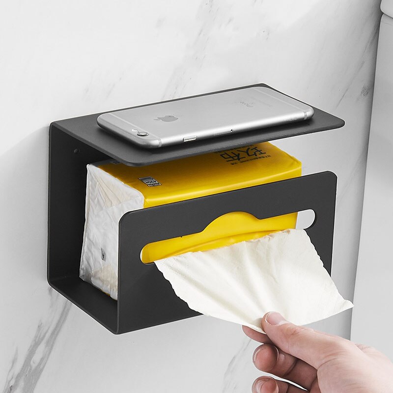 Toilet tissue box toilet paper dispenser Black alu... – Grandado