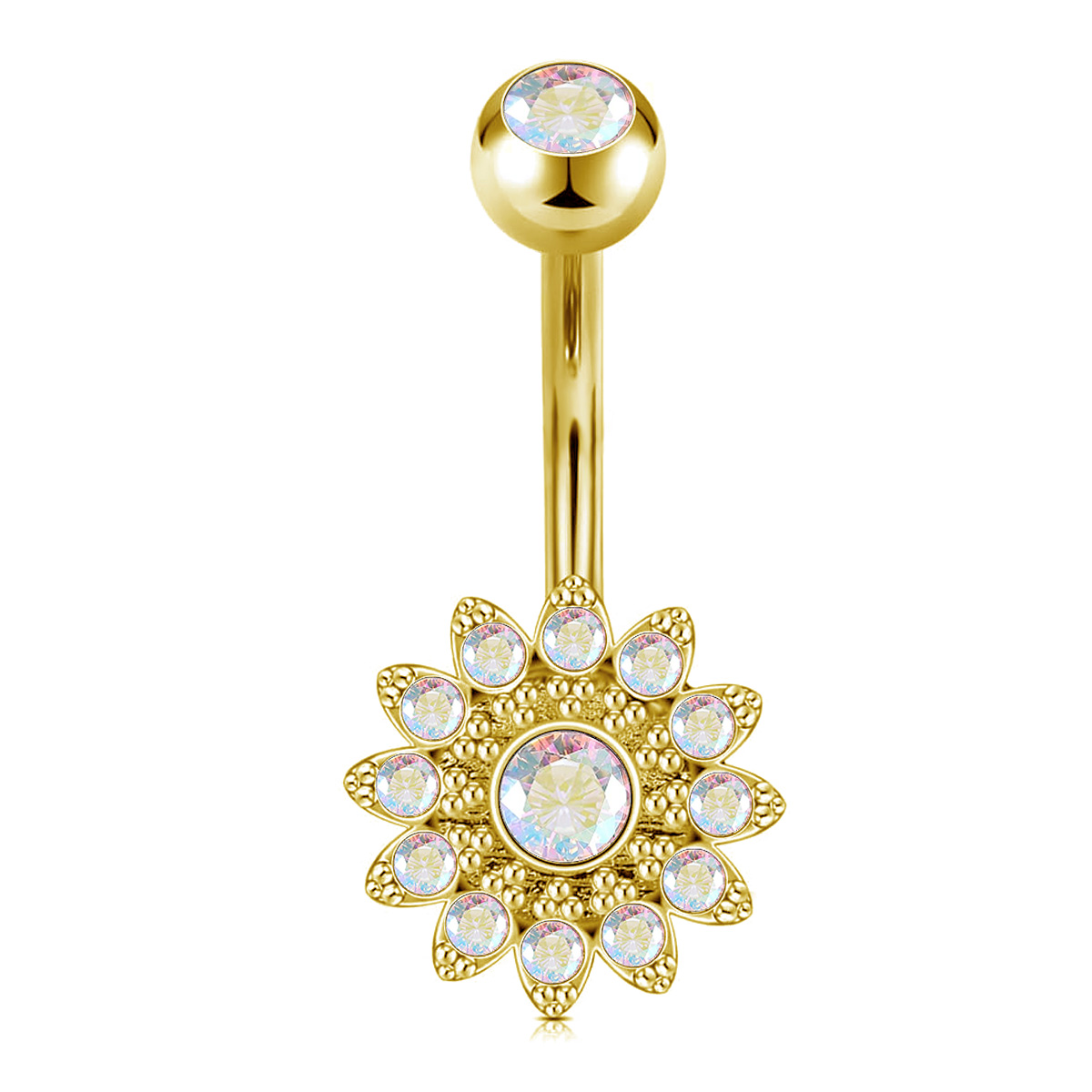 Sunflower Belly Button Ring White AB Zircon Bling ... – Grandado