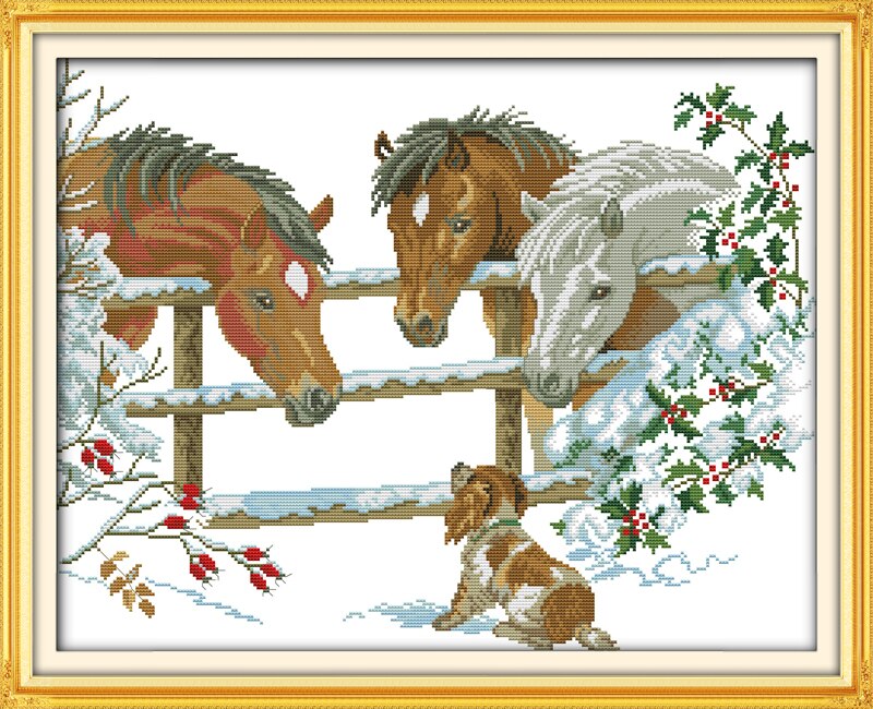 Inquisitive horse cross stitch kit 14ct 11ct pre s... – Vicedeal