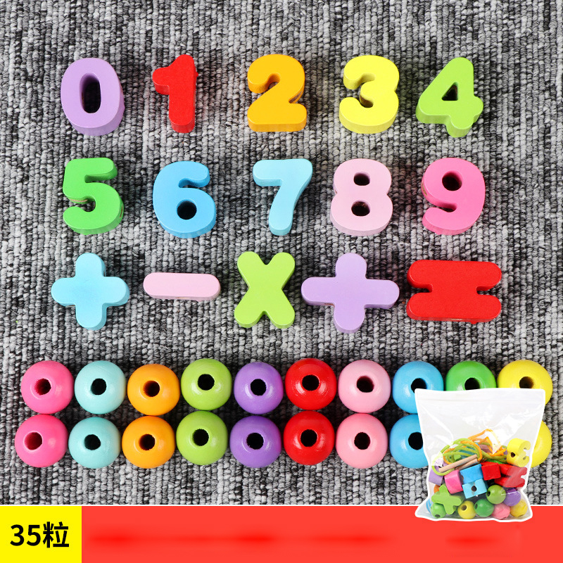 35/51Pcs Blocks Numbers letters round beads Block ... – Grandado