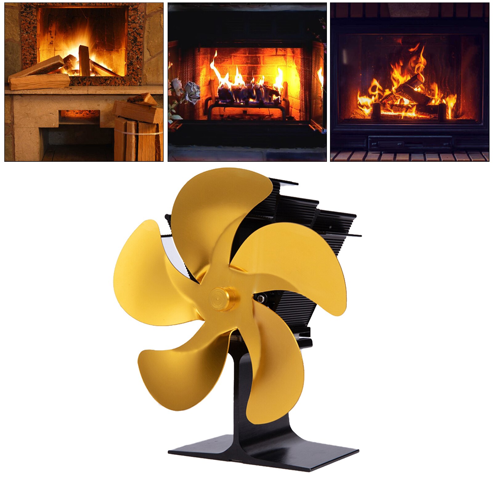 5-Blade Heat Powered Stove Fan for Wood / Log Burn... – Grandado