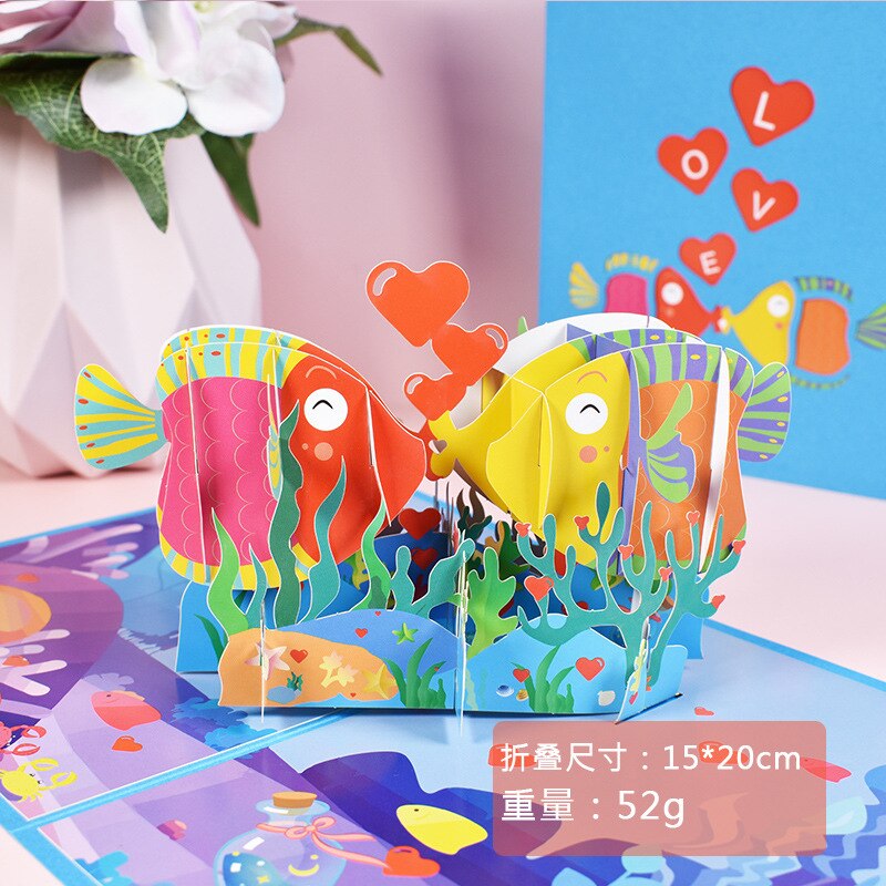 Kissing Fish Love 3d Stereo Greeting Card Valentin... – Grandado