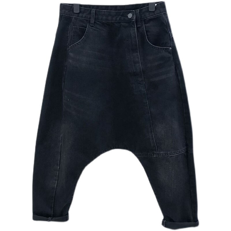 Vrouwen Low Crotch Baggy Losse Jeans Zwart Wit Cow... – Grandado