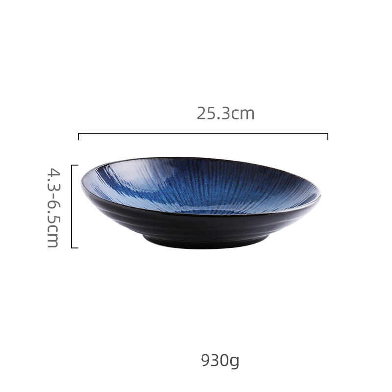 Blue Color Ceramic Tableware Home Flat Plate Deep ... – Grandado