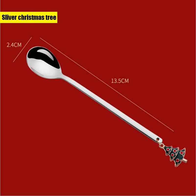 Spoon set Christmas Stainless Steel Set Gold Plate... – Vicedeal
