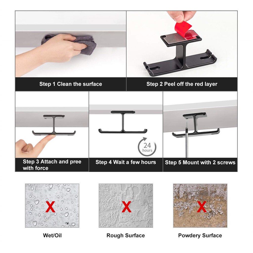 Aluminum Headphone Stand Hanger Hook Tape Under De... – Vicedeal