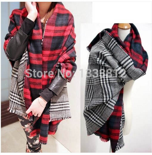 Cheshanf Dubbelzijdig Grote Plaid Houndstooth Sjaa... – LovingPrices