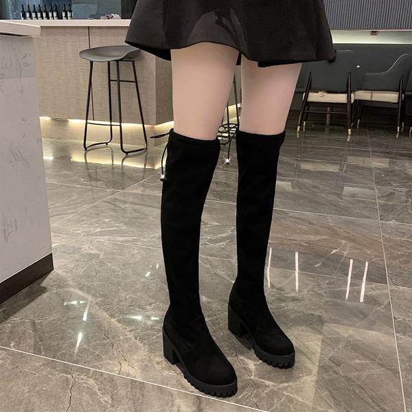 Botas de tacón plano con punta redonda para mujer,... – Grandado