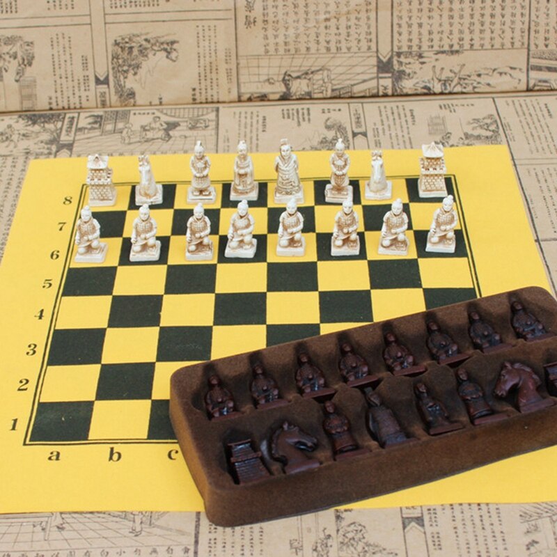 Antique Chess Small Leather Chess Board Qing Bing Grandado