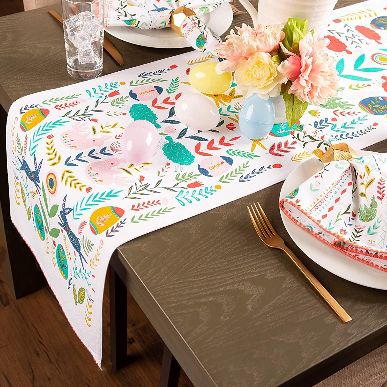 35x178cm Easter Bunny Tail Eggs Table Runner Kitch... – Grandado