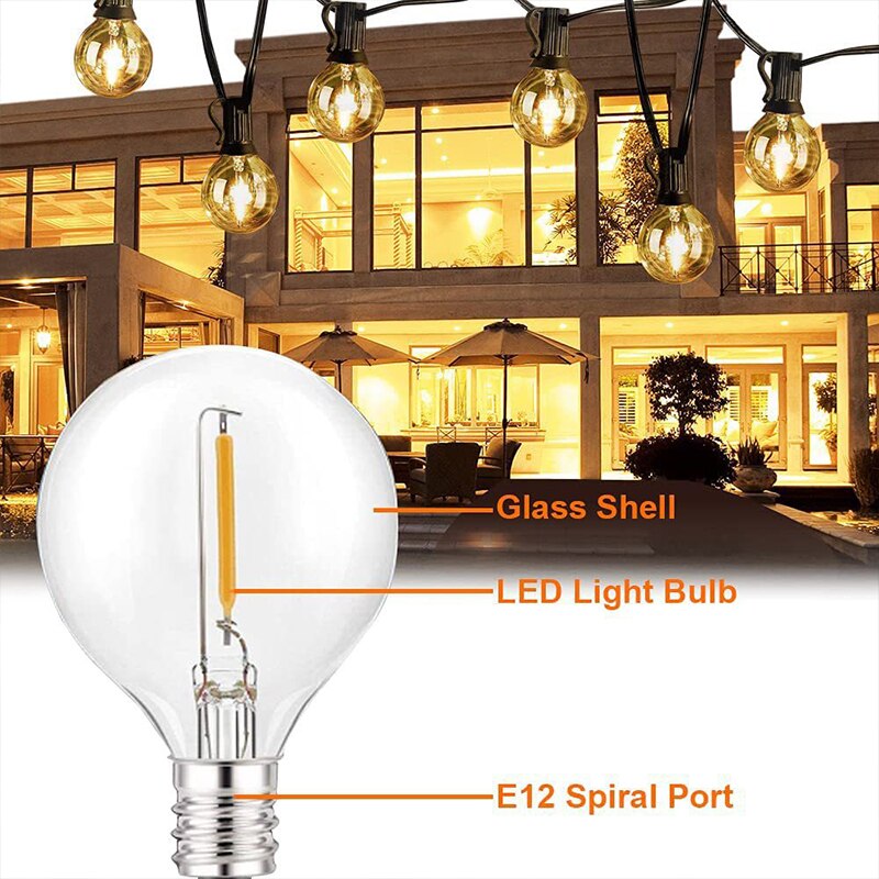 30m LED String Light Festoon G40 50 Bulbs Outdoor ... – Vicedeal