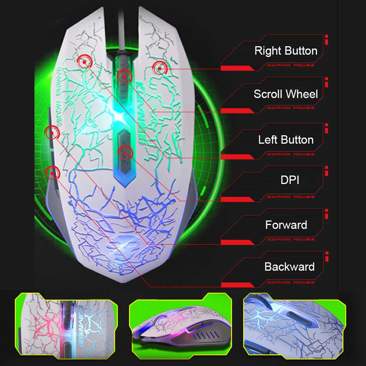 2400DPI Optical Gaming Mouse Sets USB Wired Gaming... – Grandado