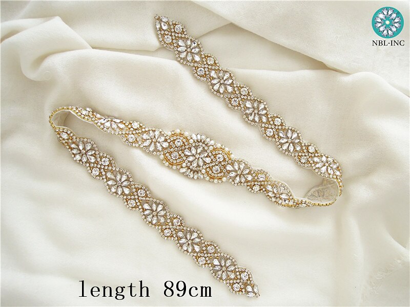(1PC) Gold clear crystal bridal rhinestone belt we... – Grandado