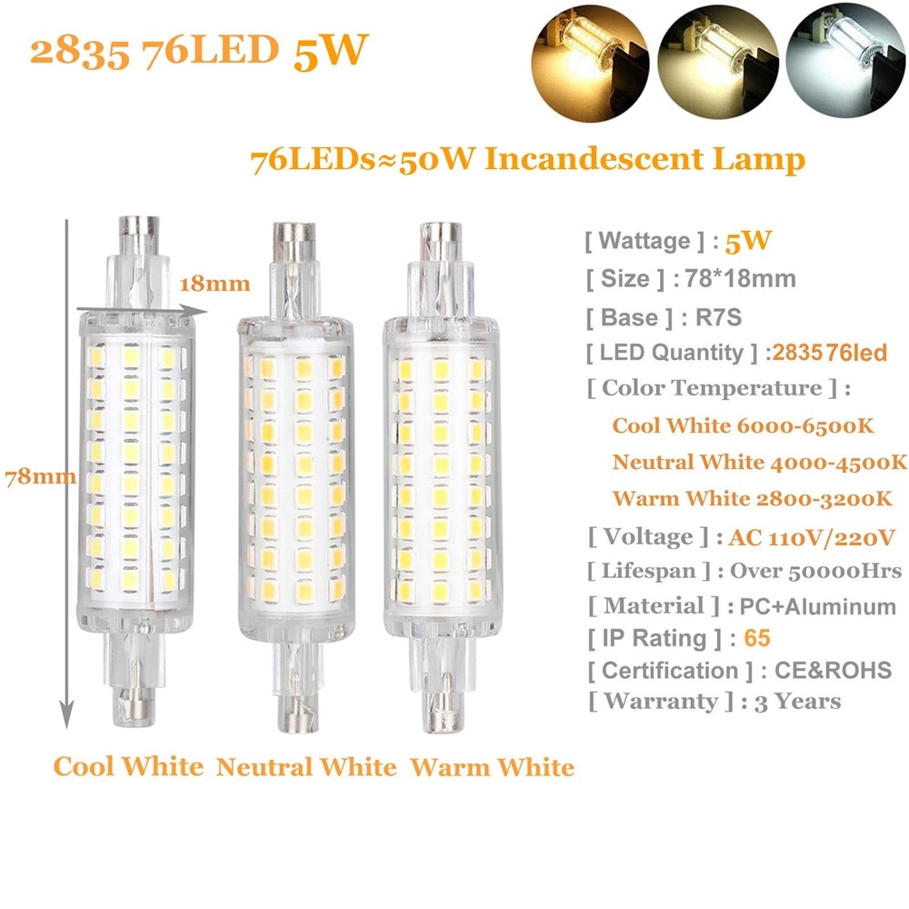 R7S No Flicker 78mm 118mm Lamparas Led Lamp SMD 28... – Vicedeal