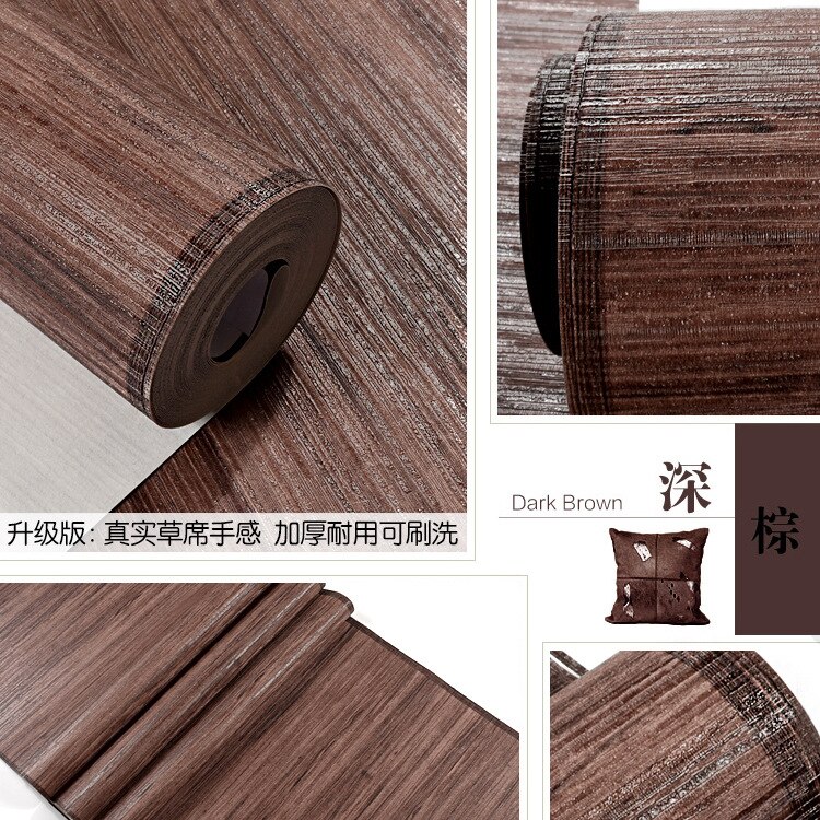 Chinese retro wood grain wallpaper imitates straw ... – Grandado