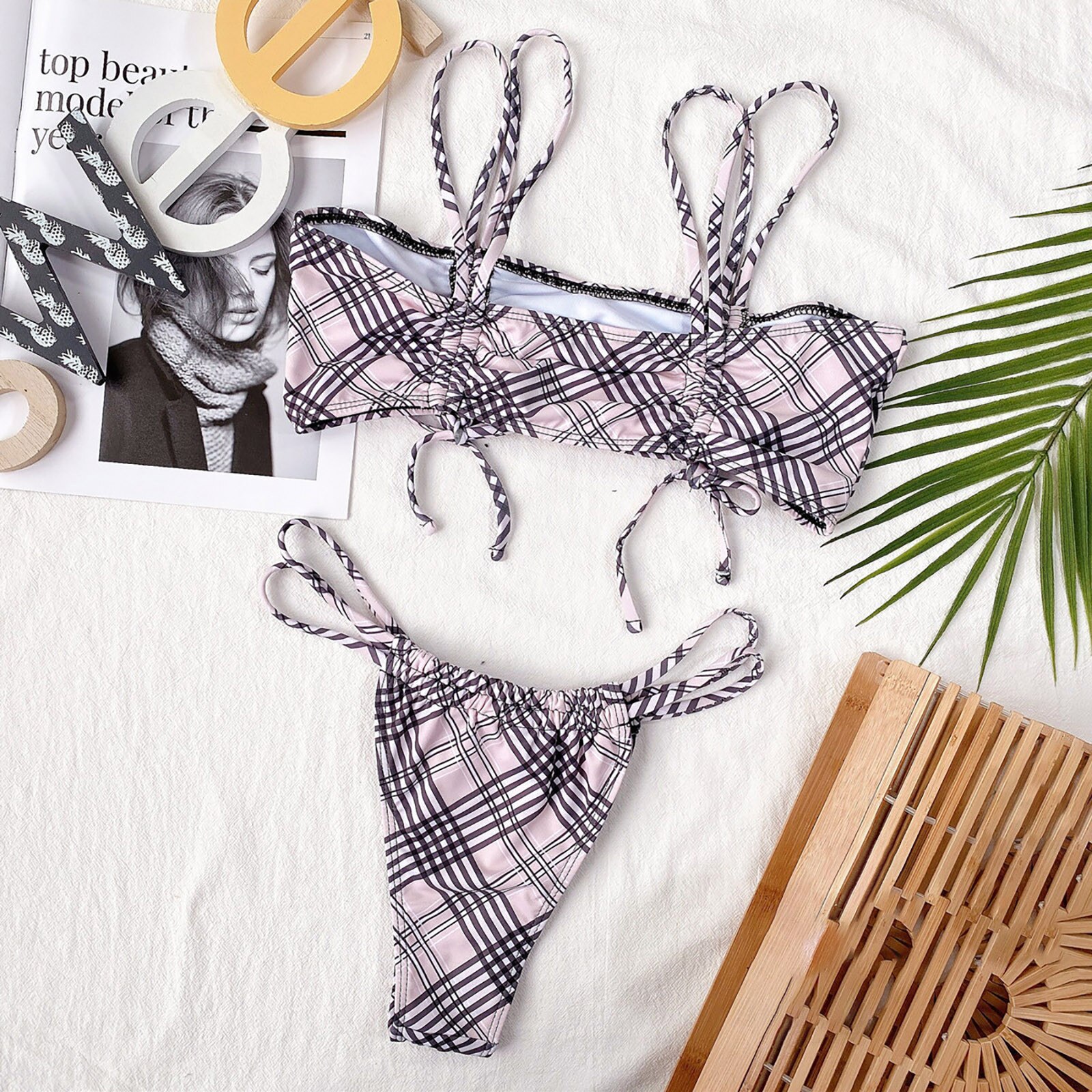 40# Women's Swimwear Bikini Set Sexy Halter Drawst... – Vicedeal