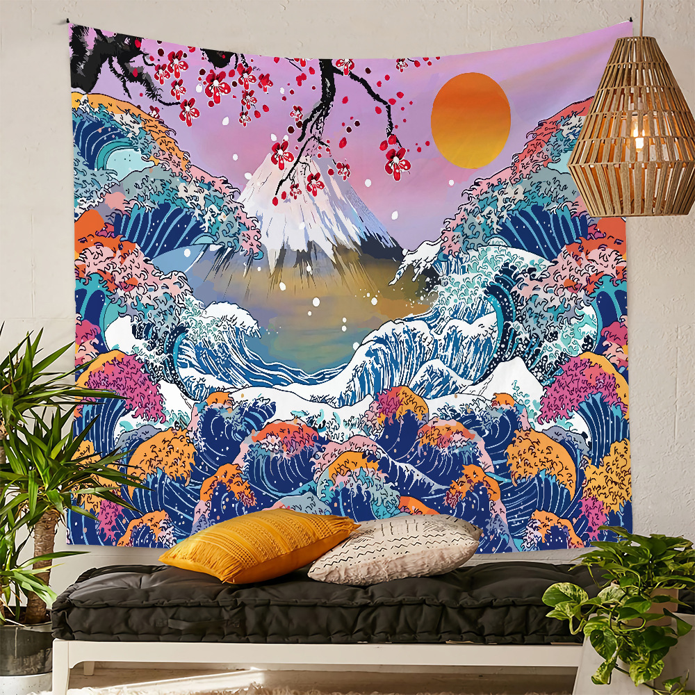Cute Pink Kanagawa Wave Tapestry Wall Hanging Japa... – Vicedeal