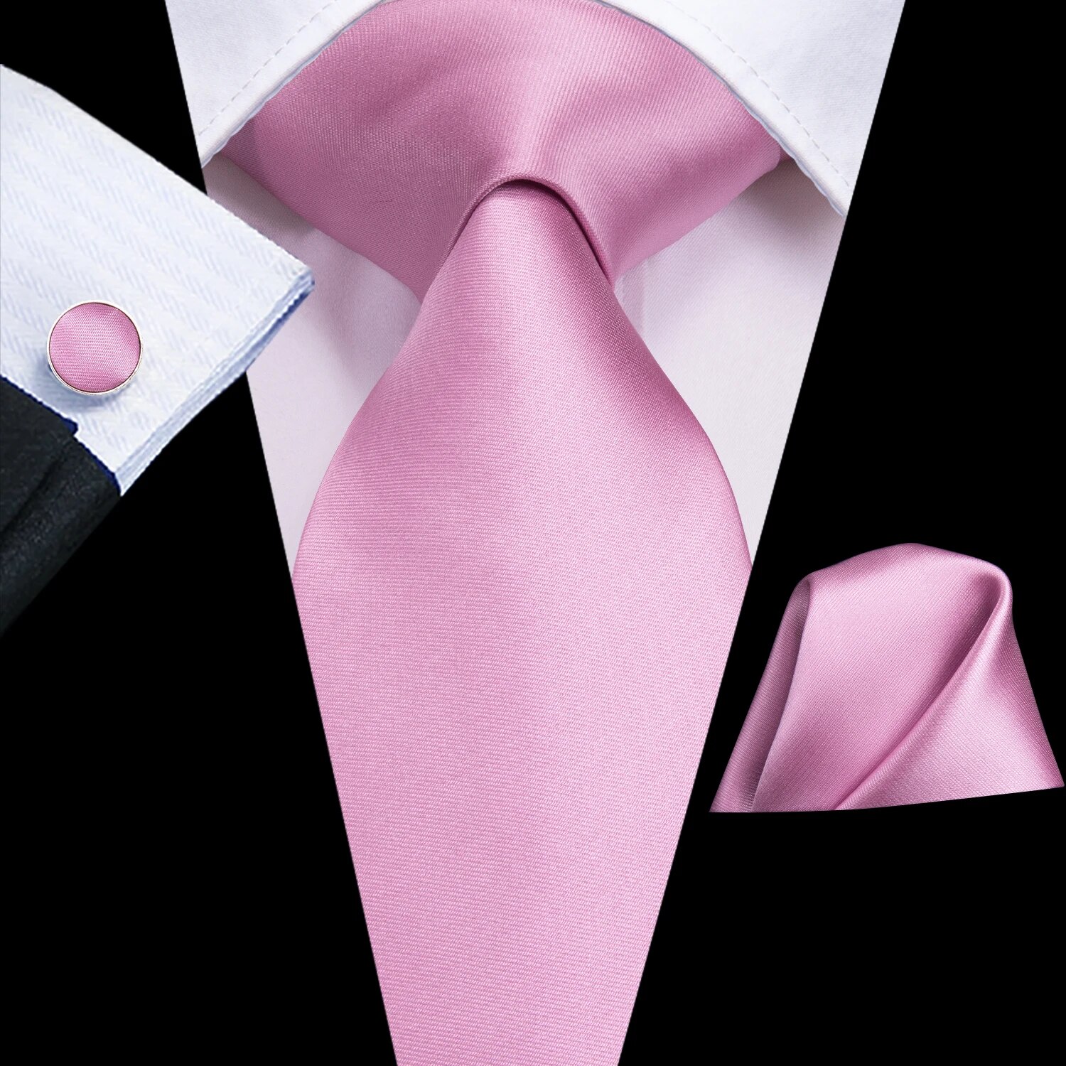 Hi-Tie Dusty Pink Solid Silk Wedding Tie For Men H... – Grandado
